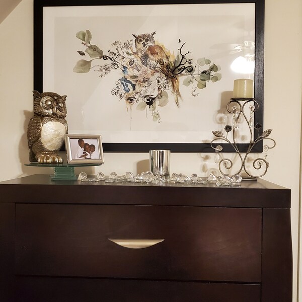 Large Boho Wall Art Print, Original Owl Painting, Owl Decor, Bohemian ...