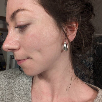 925 Sterling Silver Textured Circle Man One Side Earring, Hoop Textured ...