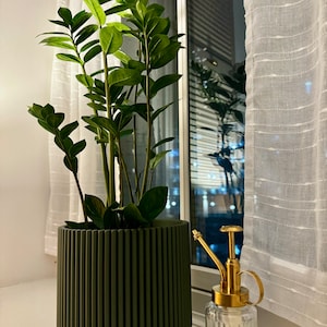 Mid-century Modern Pot in Matte Olive Green, Pots With Drainage and ...