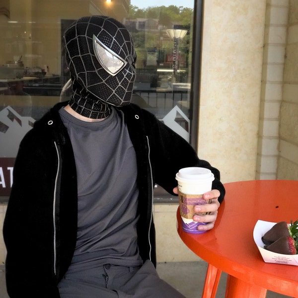 Black Spiderman Mask,tobey Maguire Spiderman Mask With Faceshell Lenses ...