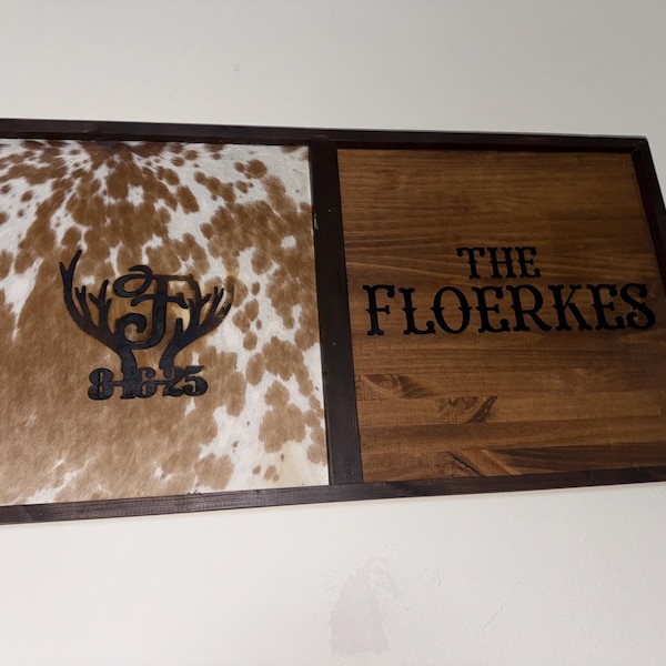 Cowhide Branding Frame, Cowhide Wood Sign, Family Heirloom, Unity ...