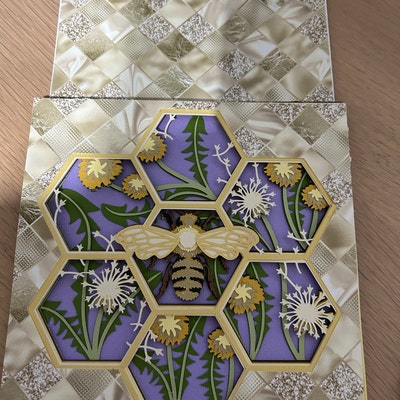 3D Bee Shadow Box SVG Layered Dandelions SVG, Spring Shadow Box, Honey ...