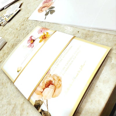 Palm Tree Vellum Wrap 5x7 Vellum Wedding Invitation Tropical - Etsy