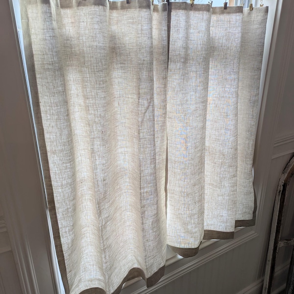 Linen Cafe Curtains LINED| NATURAL MIX Rustic|kitchen Curtains|1 Panel ...