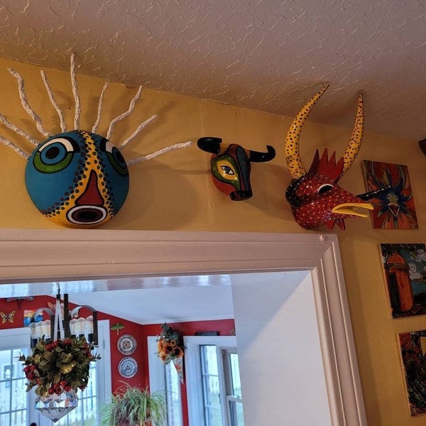 Hand Painted Carnival Mask, Vejigante , Colorful Afro Caribbean Mask ...