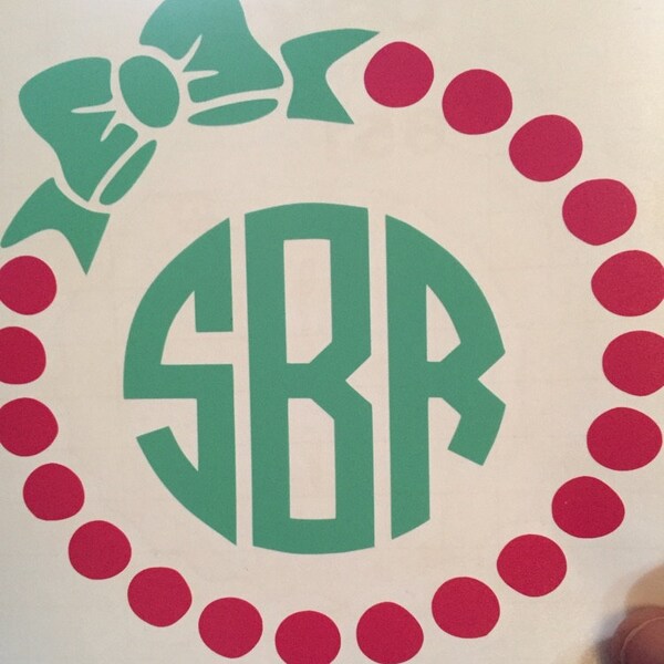 Bow Monogram Car Decal - Monogram Bow Car Decal - Circle Bow Monogram ...