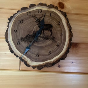 Engraved Wood Clock White-tailed Deer Art Deer Clock Wildlife Art ...