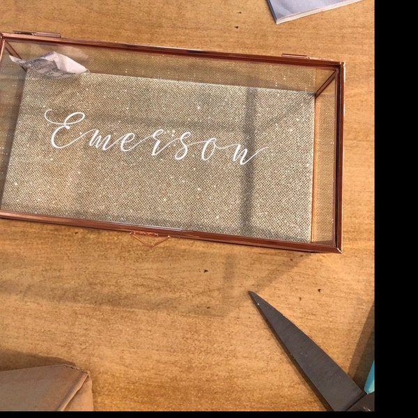 Personalized Glass Jewelry Box - Script Custom Name - Rose Gold - Gifts ...