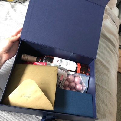 Large Navy Gift Box With Ribbon Bridesmaid Gift Box Bridesmaid Proposal ...