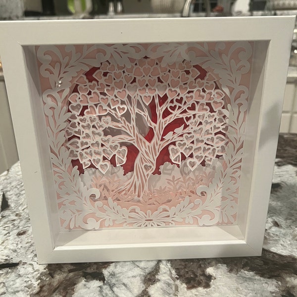 Heart Tree Papercut Shadowbox Template, 7 Layers 3D Paper Lightbox, Diy ...