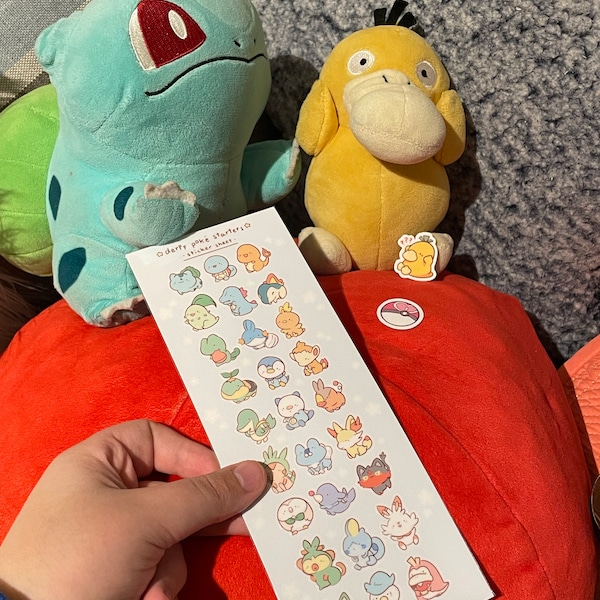 Pastel Tiny Derpy Poke Gen 1-9 Starters Sticker Sheet | 27 Stickers! - Etsy
