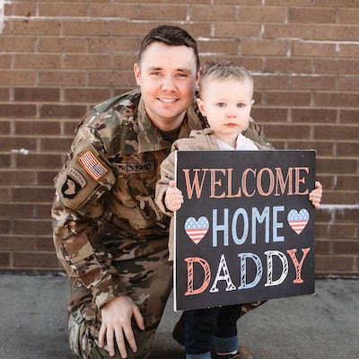 Welcome Home Daddy Sign Editable Red White Blue Homecoming Back From ...