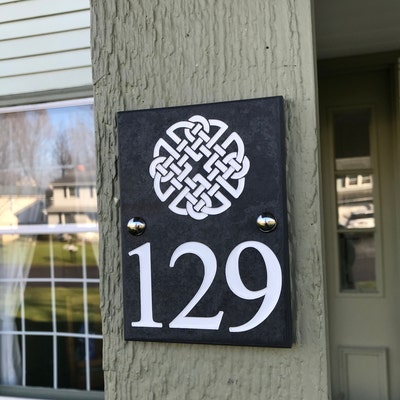 Engraved Slate House Number With Hand Painted Engraved Motif - Etsy