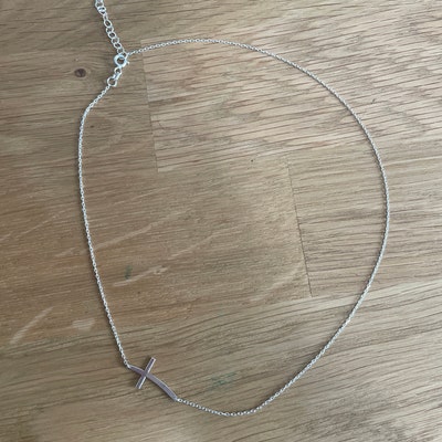 Personalized Birthstone Cross Necklace, 14K Gold Sideways Cross ...