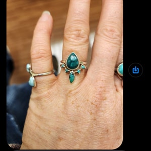 Turquoise Ring Set in Gold, Turquoise Stacking Ring, Multi Stone Ring, Gold Stacking Rings, 14k ...