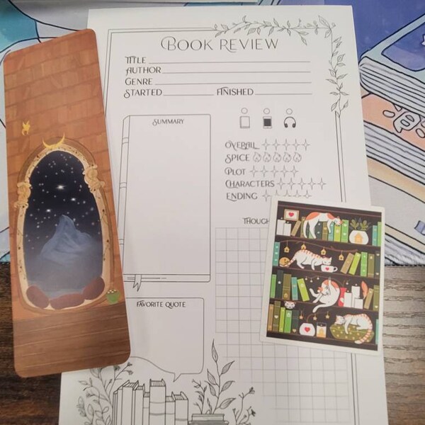 Book Review Notepad 5x8 Reading Notepad Black and White Journal Pages ...