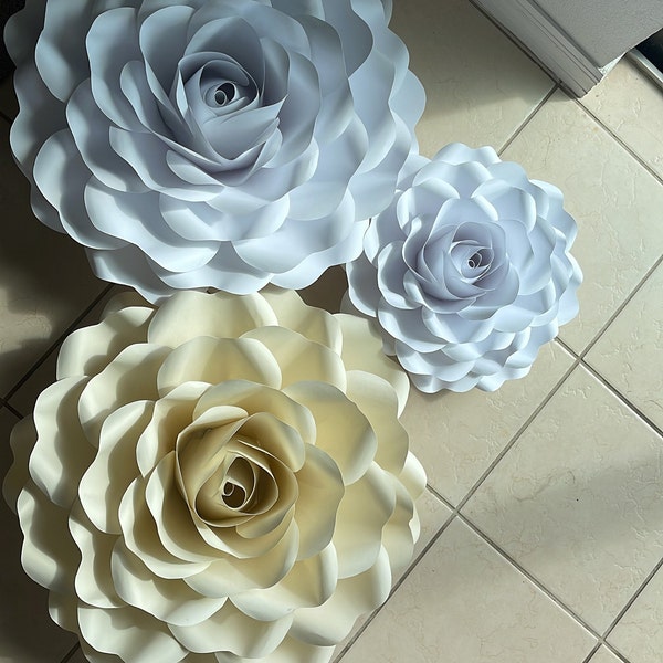 GIANT PAPER ROSE Template Svg Xl Full Size Rose 6, Diy Paper Roses ...