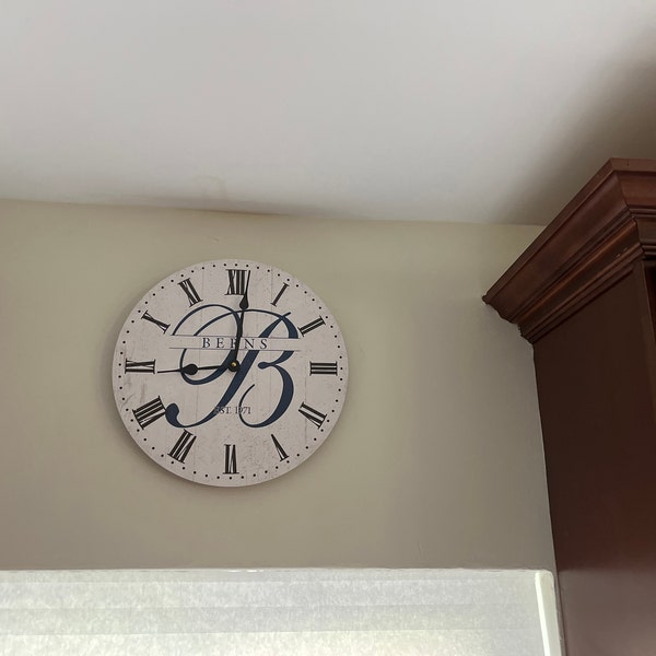 Monogram Clock- Personalized Monogram Clock- White Monogram Clock - Etsy