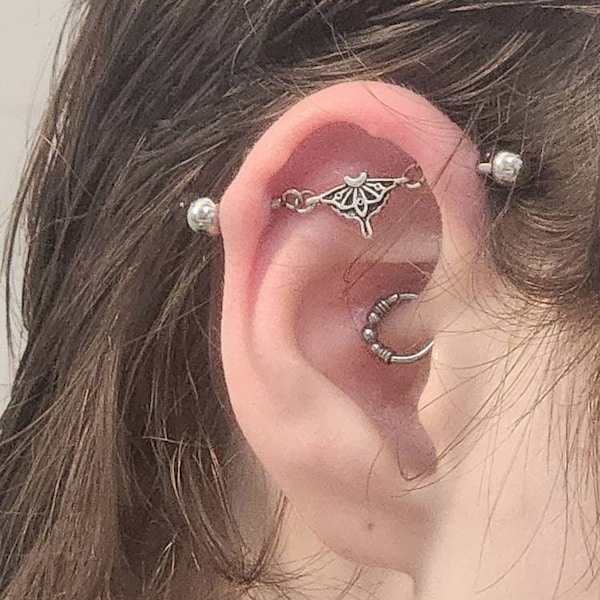 16G Dangle Cartilage Earring Stud/hidden Helix Piercing/conch Piercing/curved Bar Piercing ...