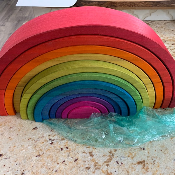 Rainbow Stacker Puzzle, Rainbow Puzzle, Montessori Inspired, 2.75 ...