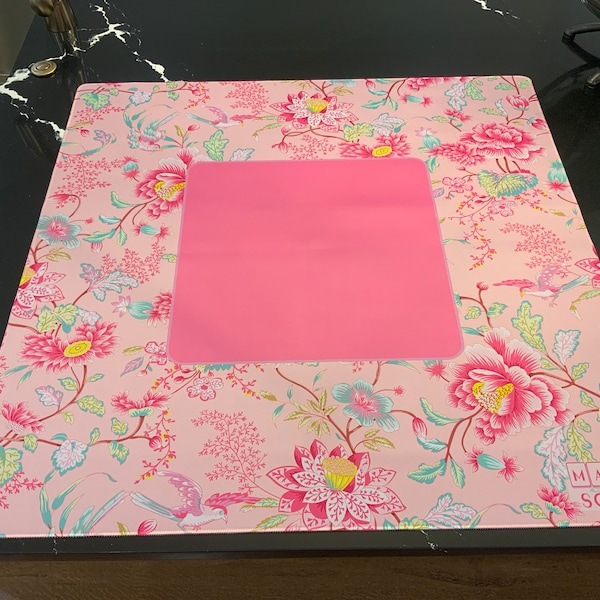 Pink Chinoiserie Mahjong Mat, Pink Floral Neoprene Mahjongg Mat, Pink ...