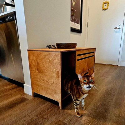 Modern Plywood Cat Toilet, Litter Box, Litter Box Cabinet, Modern Cat ...