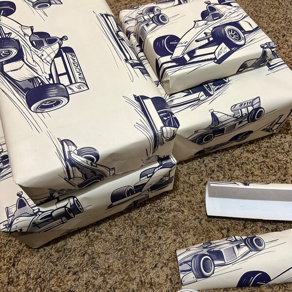 Race Car Sketch Wrapping Paper for Kids Parties, Birthdays, Christmas ...