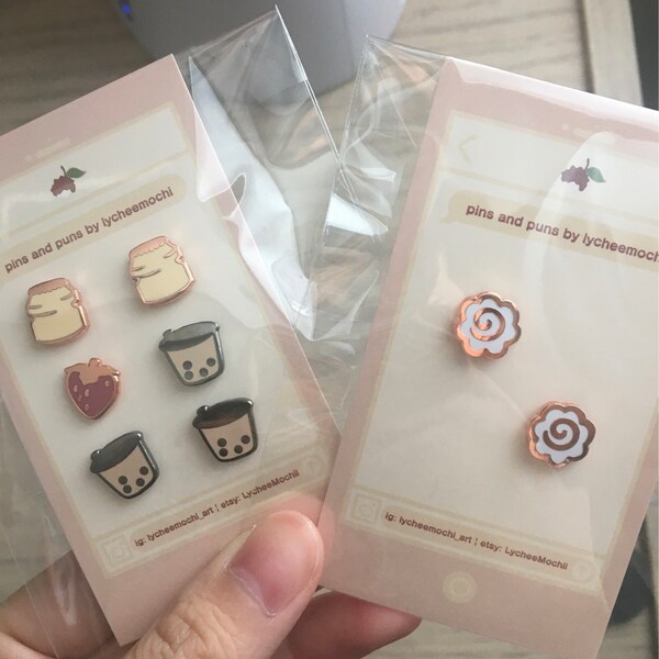 Tiny Eats Peach Pin, Boba Pin, Yogurt Pin, Hard Enamel Pin, Board ...