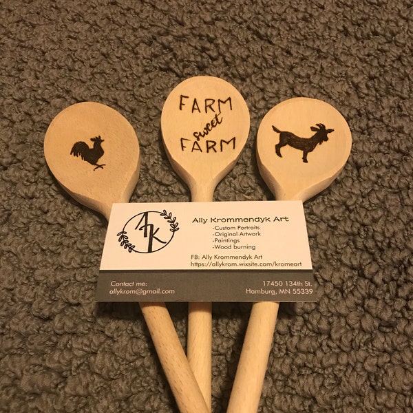 Snowflake and Pine Tree Wooden Spoons, Winter or Christmas Themed ...