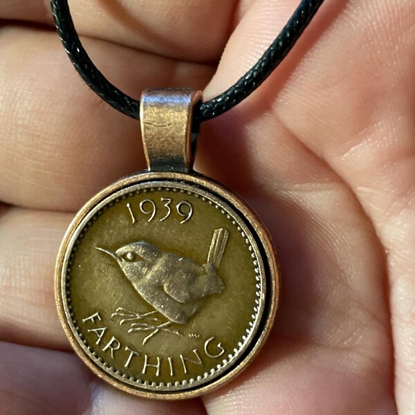 Farthing Bird Necklace, UK Farthing Bird Coin Charm Pendant, British ...
