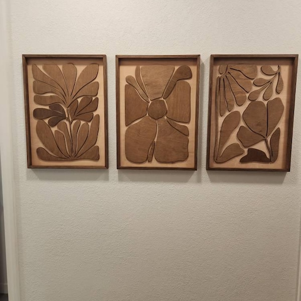 Modern Wood Wall Art Set, Wood Wall Art Geometric, Abstract Wood Wall ...