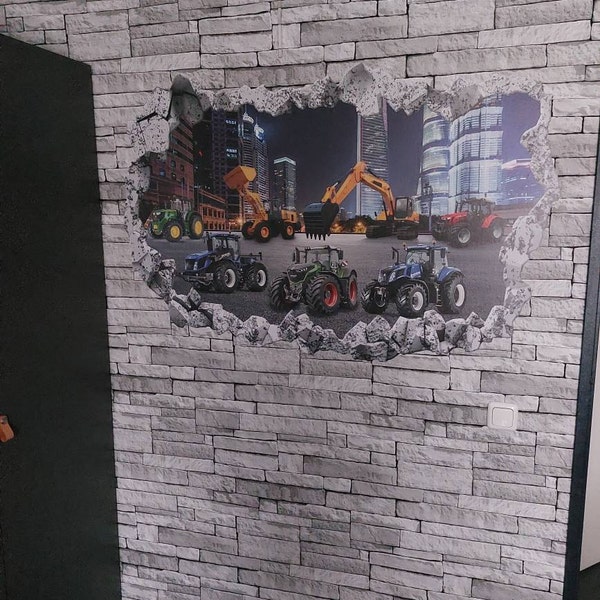 Tractors Excavator Digger Wall Decal Sticker Mural Poster Print Art ...