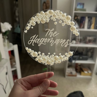 Pearl Acrylic Cake Topper Acrylic Wedding Cake Topper Pearl Cake Topper ...