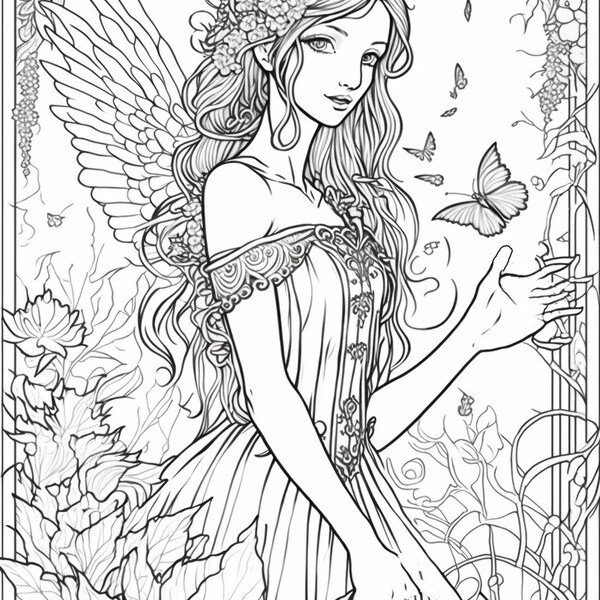 Dreamy Fairy Girls: A 100 Page Coloring Book for Adults and Children ...