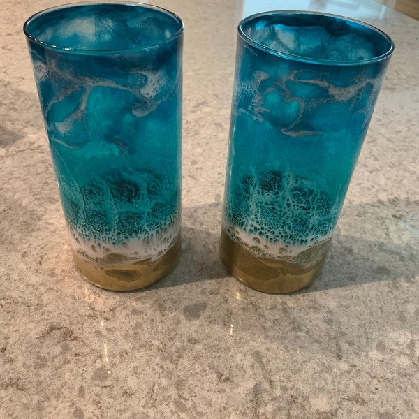 Beach Glassware, Beach Wine Glasses, Beach Drinkware, Beach Lover Gift ...