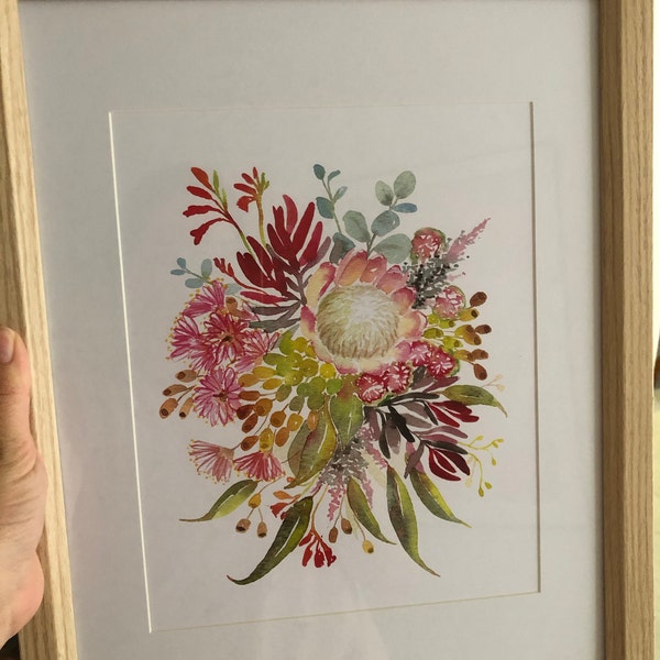 Australian Flowers Art Print, Native Aussie Flora Wall Decor, Protea ...