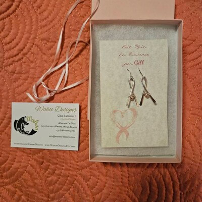 Pink Breast Cancer Awareness Ribbon Earrings, Cancer Survivor Earrings ...