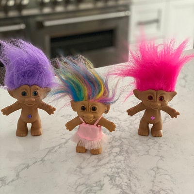 Vintage Ace Novelty Treasure Troll Doll, Red Hair, Red Diamond Jewel ...