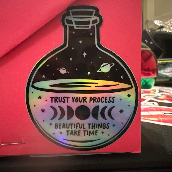 Trust Your Process Holographic Mystical Potion Bottle Sticker Galaxy ...