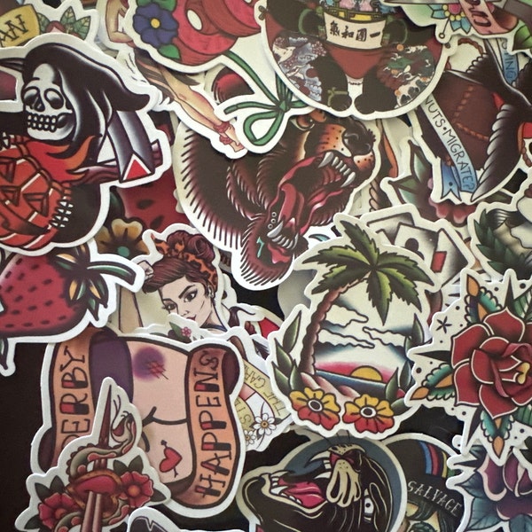 49 Cool American Traditional Tattoo Stickers Perfect for Laptop, Water ...