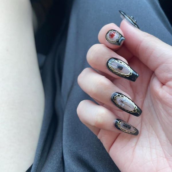 Silver Chrome Y2K Aespa-inspired Custom Hand-painted Press-on Nails ...