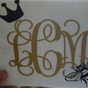 Queen Bee Monogram Car Decal - Monogram Queen Bee Car Decal - Monogram ...