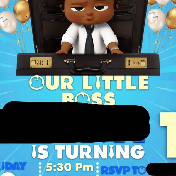 Editable Baby Boss Boy Birthday Invitation | Boss Baby Party Invitation ...