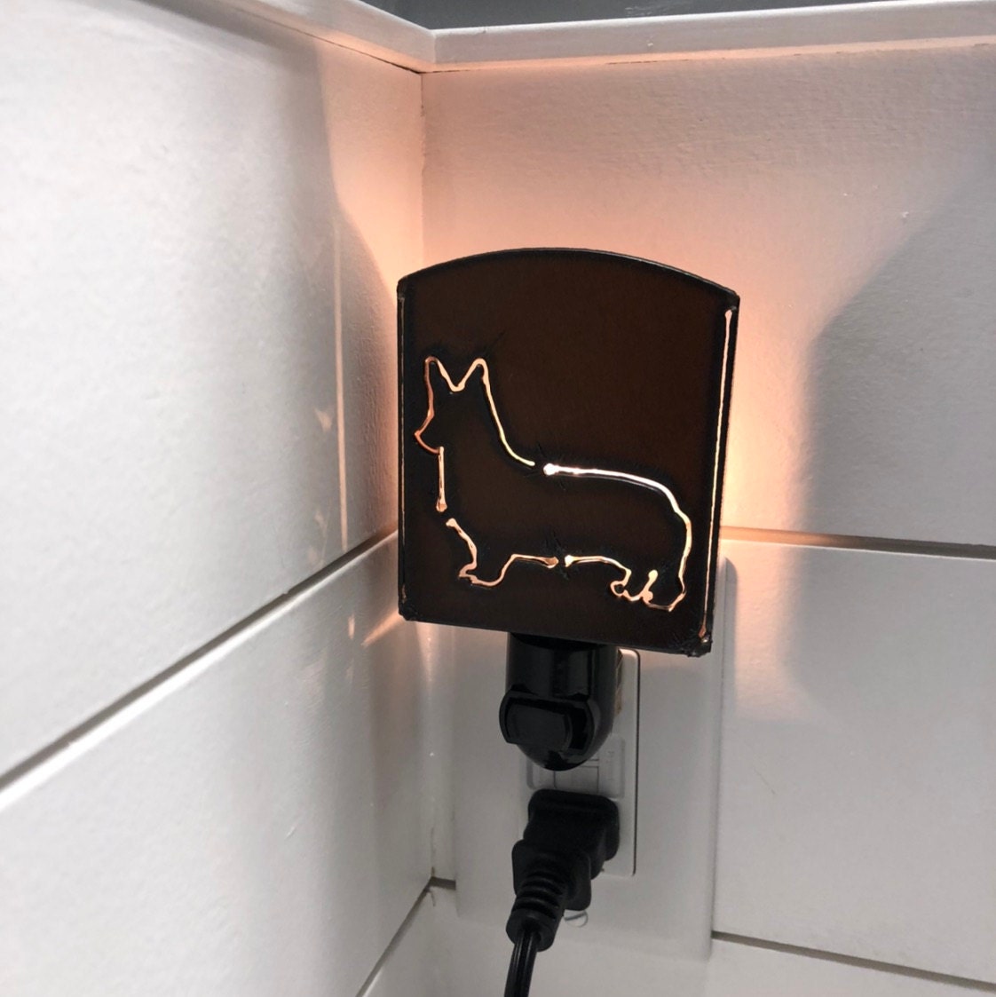 CORGI Dog nightlight night light made of Rustic Rusty Rusted Recycled Metal