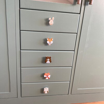 Woodland Drawer Pulls,nursery Animal Decor, Kids Cabinet Knobs, Hand Painted Wood Knobs, Fox ...