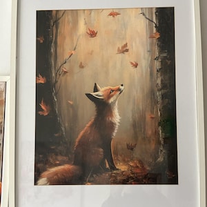 Fall Fox Wall Art, Fox in Autumn Forest Painting, Fox Art Print ...