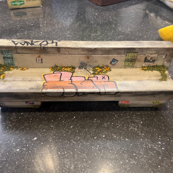 12 Cement Fingerboard Park Bench / Ledge With Graffiti / Weathering ...