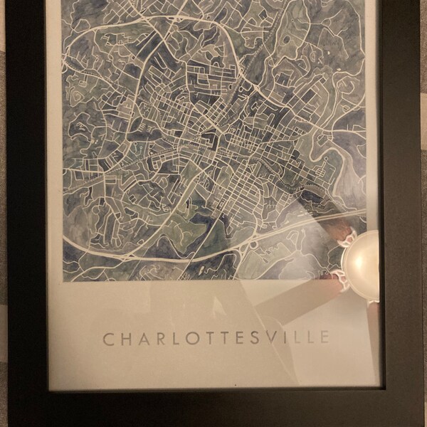 CHARLOTTESVILLE Map Watercolor Print VIRGINIA City Block Plan (art ...