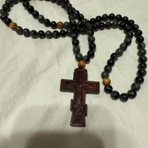 Orthodox Prayer Rope, Garnet and Jade Gemstone Beads, Hematite Stone ...