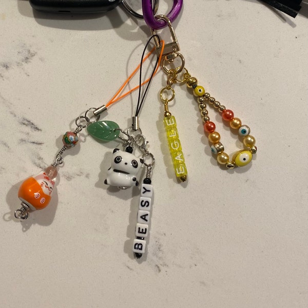 Custom Kawaii Panda Phone Charm, Jade Leaf & Onyx - Etsy